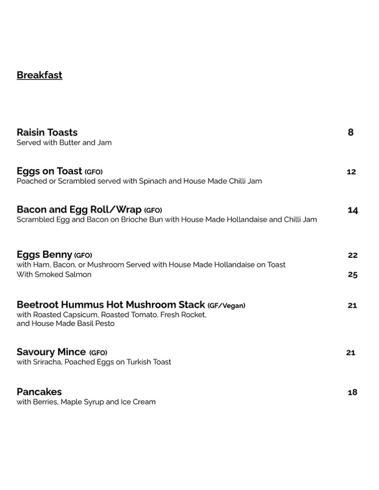 Menus – The Wild Vine Cafe Imbil